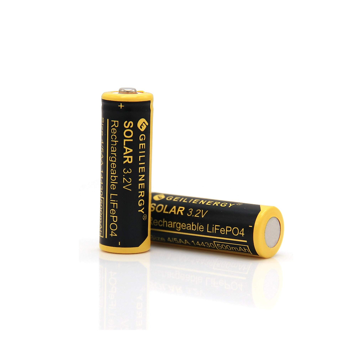 GEILIENERGY 4 Pack 4/5 AA(NOT AA Size) 14430 3.2v 500mAh LiFePO4 Lithium Rechargeable Solar Battery Pack Replacement for Outdoor Solar Lights