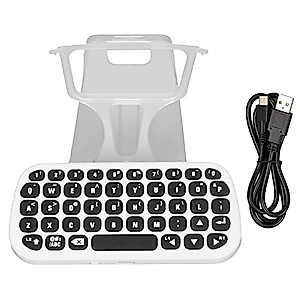 DAUERHAFT Wireless Controller Keyboard, LED Indicator Gamepad Wireless Bluetooth Chatpad Plug and Play White ABS Ergonomic for Typing