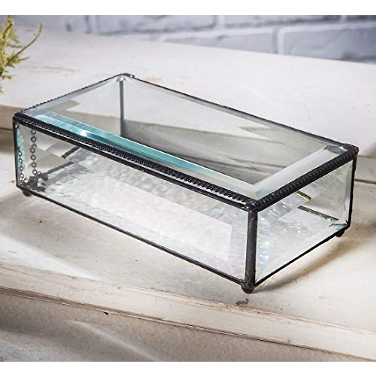 J Devlin Box 830 Large Clear Beveled Glass Jewelry Keepsake Box Home Decor Display