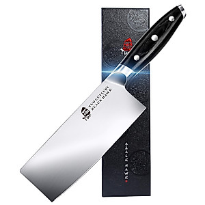 TUO Cleaver Knife - 7 inch Vegetable Meat Cleaver Knife - Chinese Cleaver - German HC Steel - Full Tang Pakkawood Handle - BLACK HAWK SERIES with Gift Box