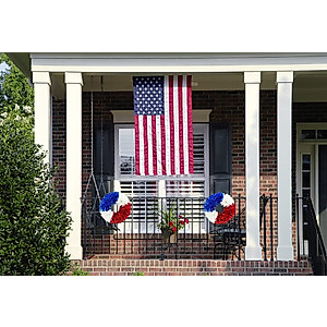 ABTOLS Patriotic Wreath for Front Door, Artificial Tinsel Patriotic Star Wreaths Memorial Day Party Crafts Ornament Garland Red Blue Sliver Wreaths for Labor Day Kitchen Home Indoor Window Wall,12in