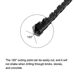 uxcell Masonry Drill Bit Carbide Tip Spiral Rotary Tool, 10mm Cutting Dia (Black) 2 Pcs