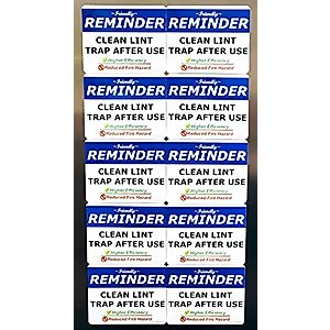Dryer Magnet - Clean Lint Trap After Use Friendly Reminder Sign - 10 Pack