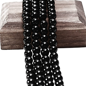 ZHFMLY 600pcs 6MM Black Glass Beads Handcrafted Round Lampwork Smooth Loose Bracelet Beads for DIY Jewelry Making #30724