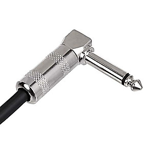 Amazon Basics 1/4 Inch Right-Angle Instrument Auxiliary Cable, 20 Foot, Black
