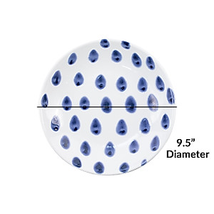 Vietri Viva Santorini Assorted Pasta Bowls, Set/4, Soup Salad Spaghetti Server 9.5" Dish