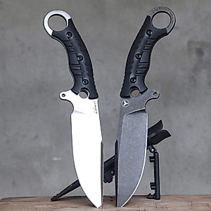 LENGREN 12.2" Hunting Full Tang Fixed Blade Knife DC53 Steel G10 Handle, Outdoor Claw Knife,Camping EDC Tools, Kydex Sheaths … … (White)