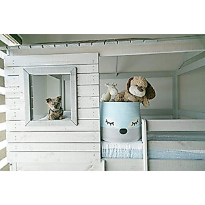 Woven Baby Basket for Nursery - Cute Blue Fox Baby Laundry Basket for Blankets, Stuffed Animal Toy Basket Storage with Handles, Large Decorative Baby Hamper Basket for Organizing Baby Shower