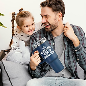 Heulinwen Funny Birthday Gift For Dad From Daughter, Awesome Like My Daughter Tumbler 40oz, Christmas Father's Day Gift For Dad, Father In Law Birthday Gift From Daughter In Law, New Bonus Dad Gift
