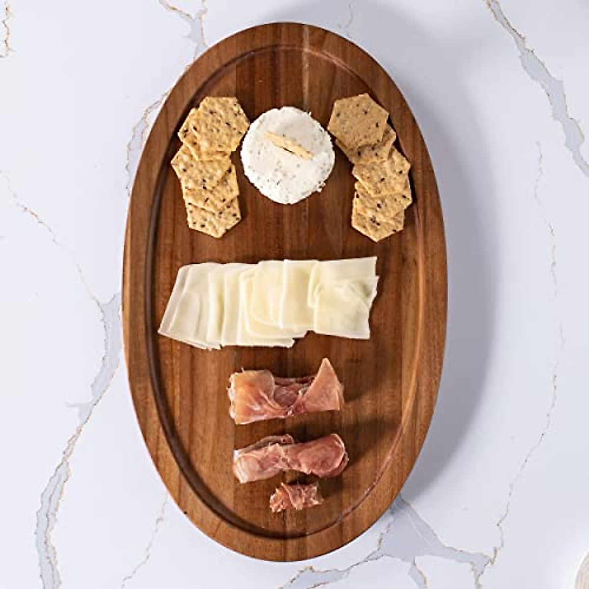 BirdRock Home 16.5" Acacia Oval Serving Platter | Charcuterie Board for Party Appetizers | Cheese Grazing Board | Kitchen Serving Platter | Espresso