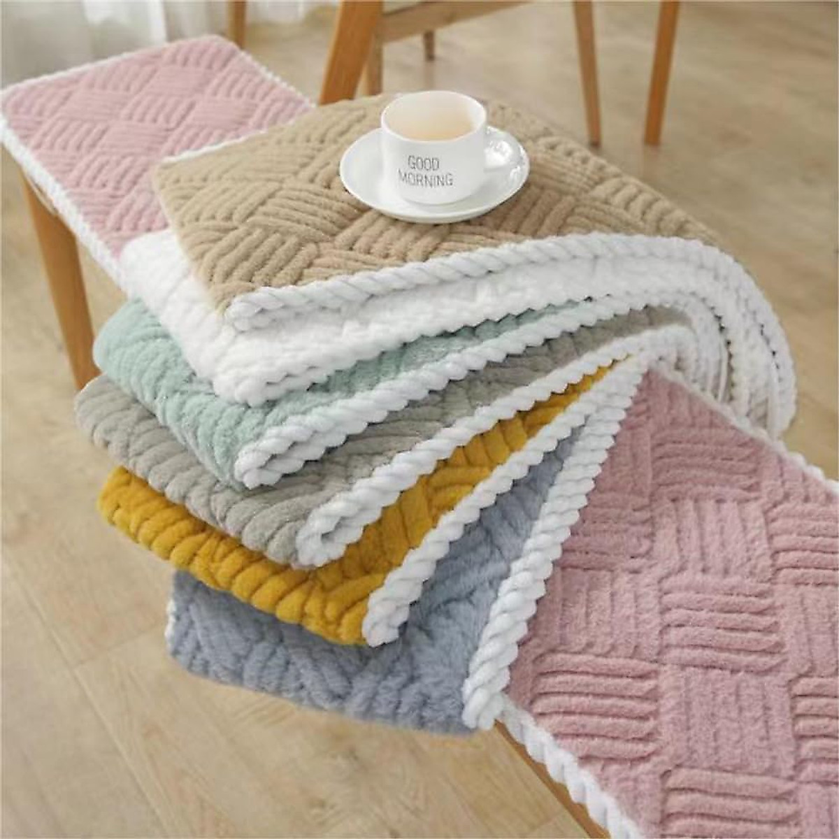 ZYANLING Indoor/Outdoor Bench Cushion Fluffy Plush Cushion for Bench Chair Patio Swing,Non-Slip Indoor Outdoor Long Seat Furniture Cushion Soft Velvet Bench Cushion