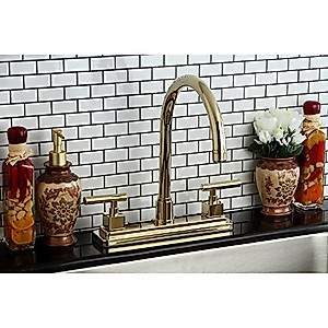 Kingston Brass KS8792CQLLS Claremont 8" Centerset Kitchen Faucet, 8" Spout Reach, Polished Brass