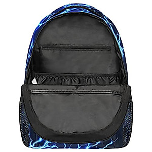TropicalLife Blue Lightning Laptop Backpack for School, Casual Bag for Men Women Boys Girls and College Student Casual Daypack for Travel Work