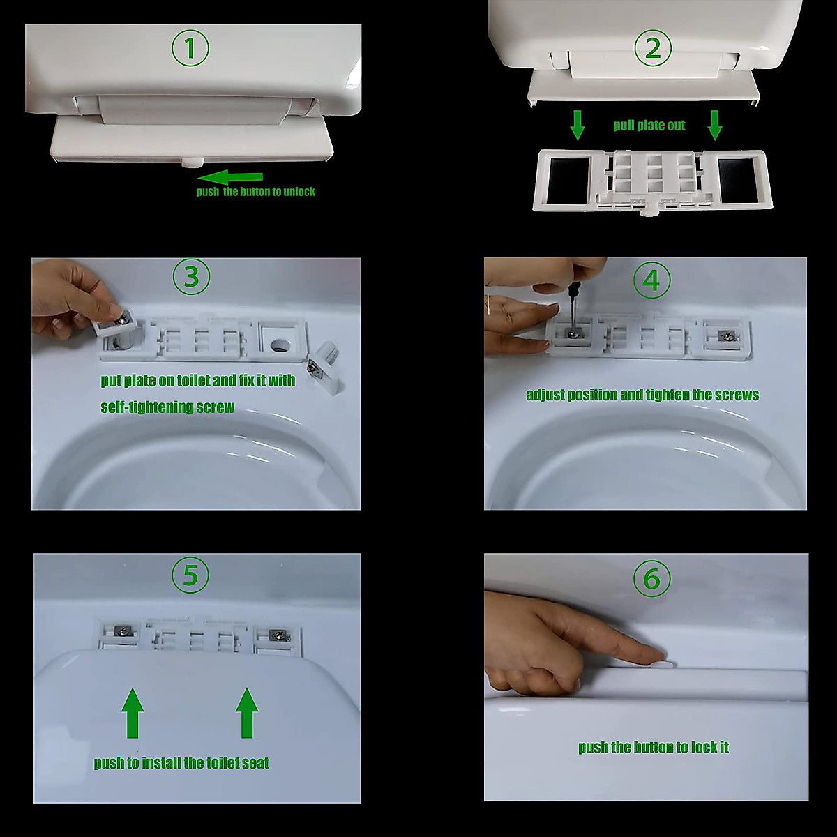 Toilet Seat with Built-In Potty Training Seat, Soft Close,Never Loosen， Removable Easy to Instal &Clean,Durable Plastic ,Fits both Adult and Child, Oval, White