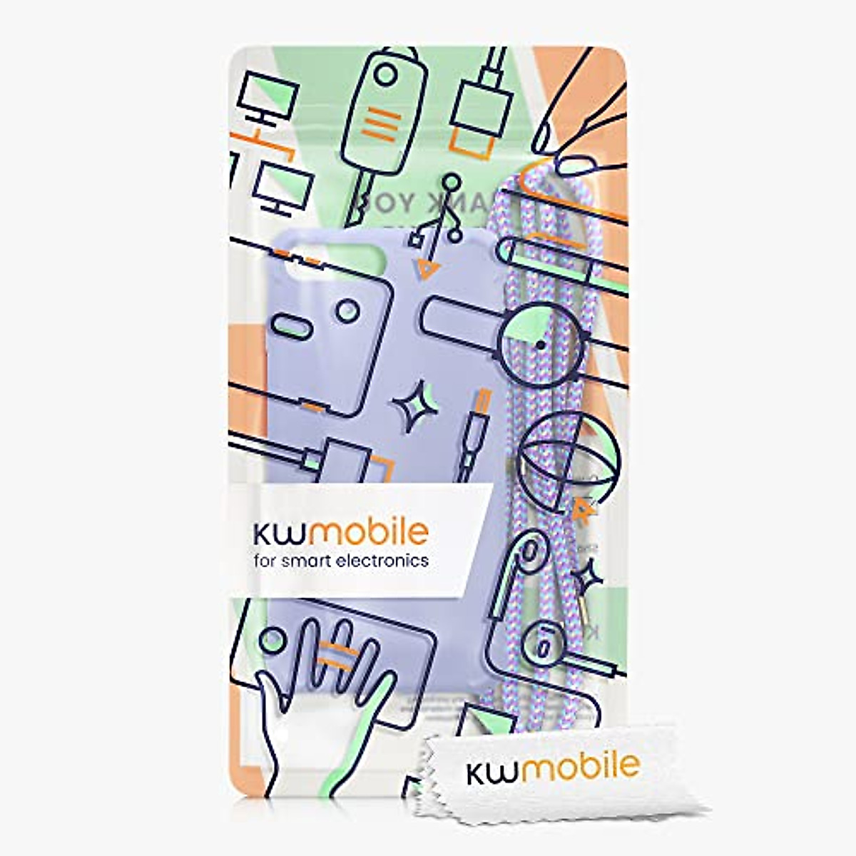 kwmobile Crossbody Case Compatible with Apple iPhone 7 Plus/iPhone 8 Plus Case - TPU Silicone Cover with Strap - Lavender