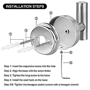 Bathroom Towel Hooks, Heavy Duty Wall Hook Holder, Brushed Nickel Robe Hooks SUS304 Stainless Steel Coat Clothes Towel Holders Wall Mounted for Hanging Kitchen Home Garage Hotel Door Hanger (Sliver)