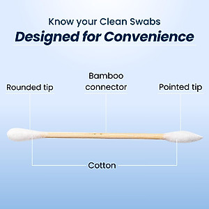 Clean Skin Club Clean Swabs | 500CT | One Pointed Tip | Biodegradable + Organic Cotton & Bamboo | Makeup & Nail Polish Touch-ups | Chlorine-Free & Hypoallergenic (500 Count)
