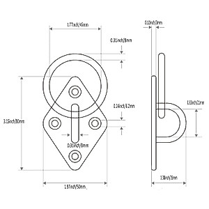 TLGREEN Stainless Steel Screw,Screw Eye with Ring,Ceiling Hook Pad Eye Plate,Hardware Staple Hook Loop Screws Mount 2 Pcs, Silver