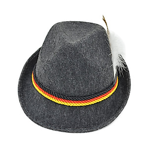 Melesh Adult Felt German Alpine Bavarian Oktoberfest Hat Cap for Men (L)