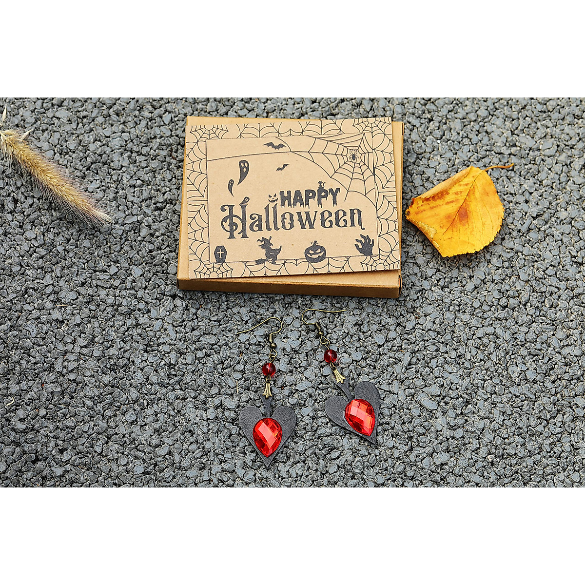 RareLove Vintage Lolita Red Rhinestone Heart Dangle Earrings