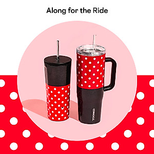 Corkcicle x Disney Minnie Mouse Cruiser Insulated Tumbler with Handle and Straw, Polka Dot Red, 40 oz – Reusable Water Bottle Keeps Beverages Cold 20hrs, Hot 9hrs – Cupholder Friendly, Spill Proof