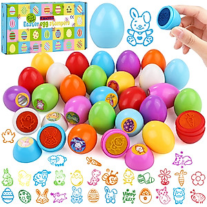 Fovths 28 Pack Easter Egg Stampers Assorted Self-ink Stamp Basket Stuffers Easter Hunt Easter Party Favor for Easter DIY Crafts Classroom Prize Supplies