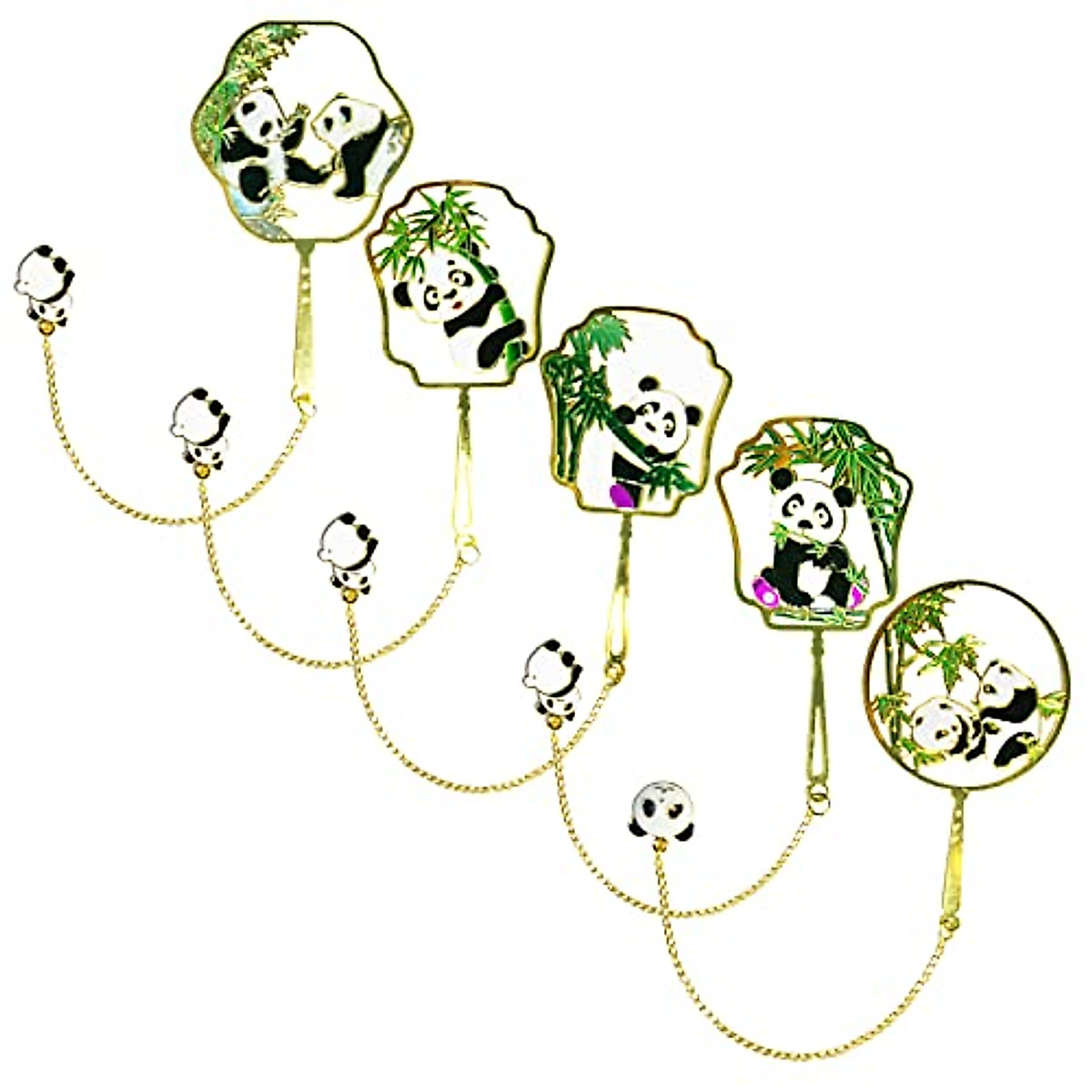 5 Pack Bookmarks Metal Cute Panda Hollow Bookmark with Tassel Gift Set for Teens Children Students Kids Book Lovers