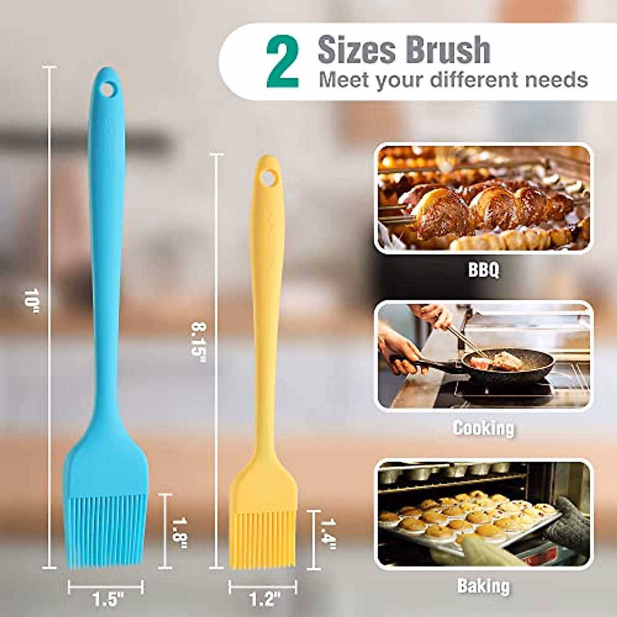 HAUSHOF Silicone Basting Pastry Brush, Heat Resistant Pastry Brush Set, One-Piece Design, Perfect for Baking, Grilling, Spreading Oil, Butter, BBQ Sauce, or Marinade, Dishwasher Safe