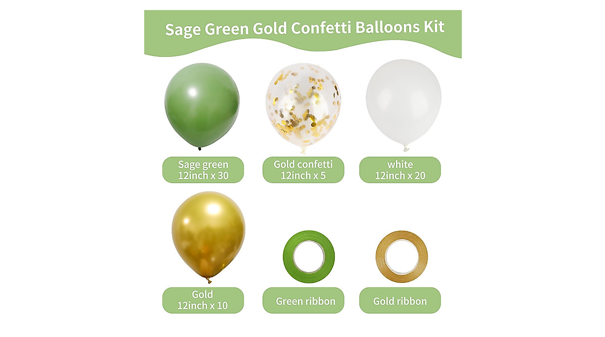Elegant Sage Green & Gold Balloon Kit for Celebrations