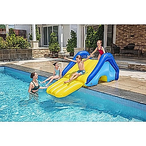 Bestway H2OGO! Giant Inflatable Outdoor Swimming Pool Water Slide with Built-In Sprinkler, Large Platform, and 4 Water Chambers for Stability