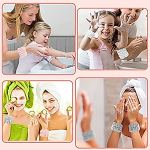 Women's Wrist Towels for Washing Face, Microfiber Wrist Spa Wash Towel Band, Face Washing Wristbands, Absorbent Wristbands Wrist Sweatband for Girls Prevent Water from Spilling Down Your Arms 6PCS