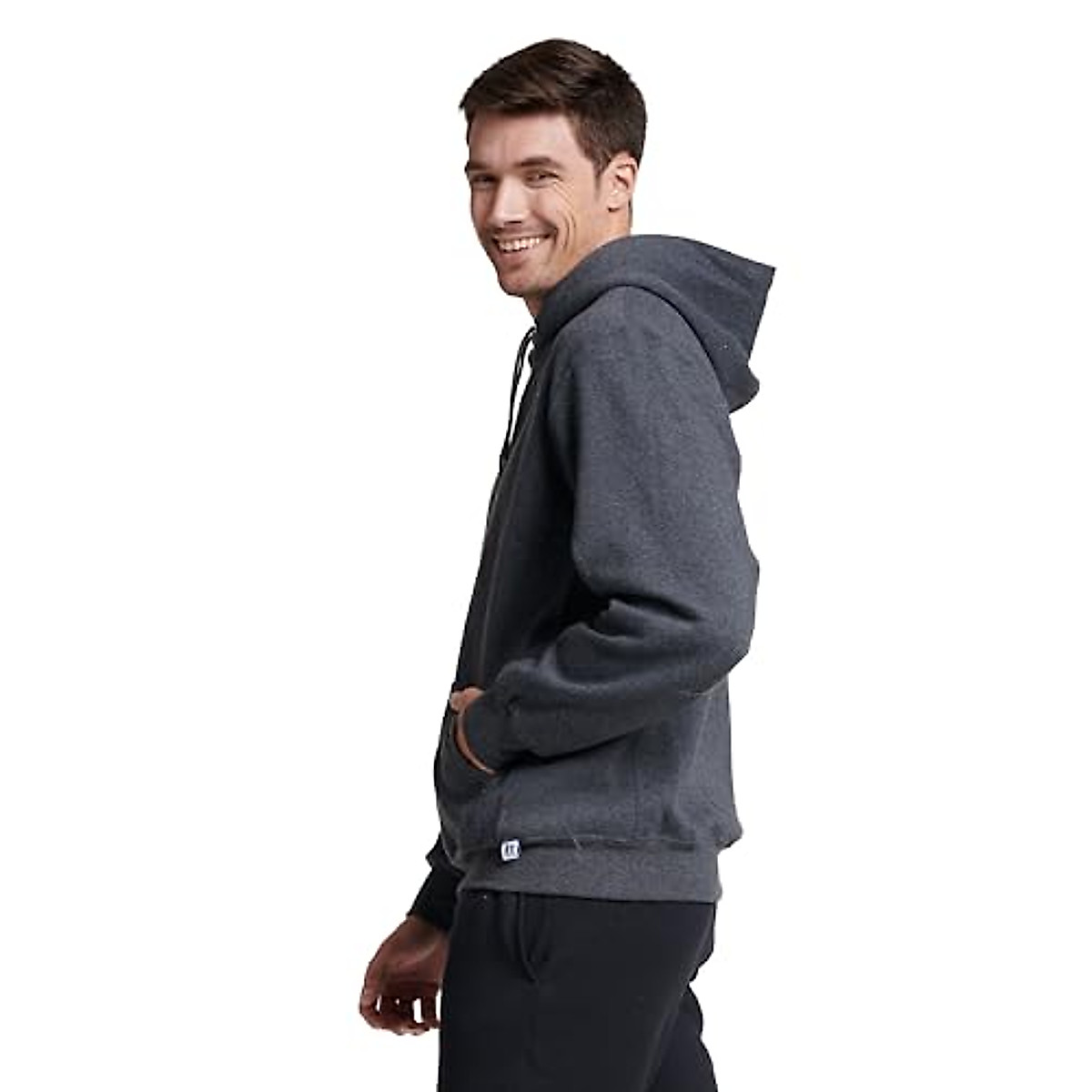Russell Athletic Men's Dri-Power Pullover Fleece Hoodie, Black Heather, Medium