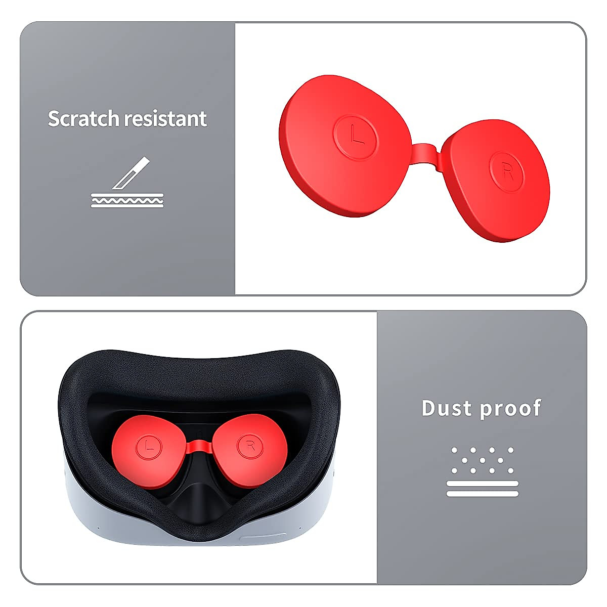 Touch Controller Grip Cover Compatible with Oculus Quest 2, 4 in 1 Silicone Accessories Kit - Handle Sleeve/Shell Protector Cover/Face Silicone Cover/Protective Lens Cover for Quest 2 Headset (Red)