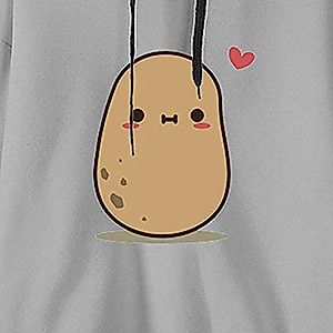 Fronage Teen Girls Potato Hooded Sweatshirt Graphic Womens Long Sleeve Cute Hoodies Pullover Tops (X-Large, Gray)