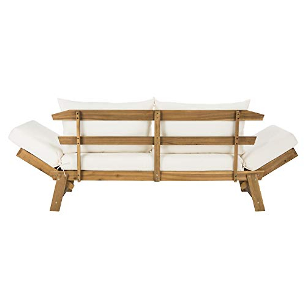Safavieh PAT6745B Outdoor Collection Tandra Teak Modern Contemporary Daybed Day Bed, Natural/Beige
