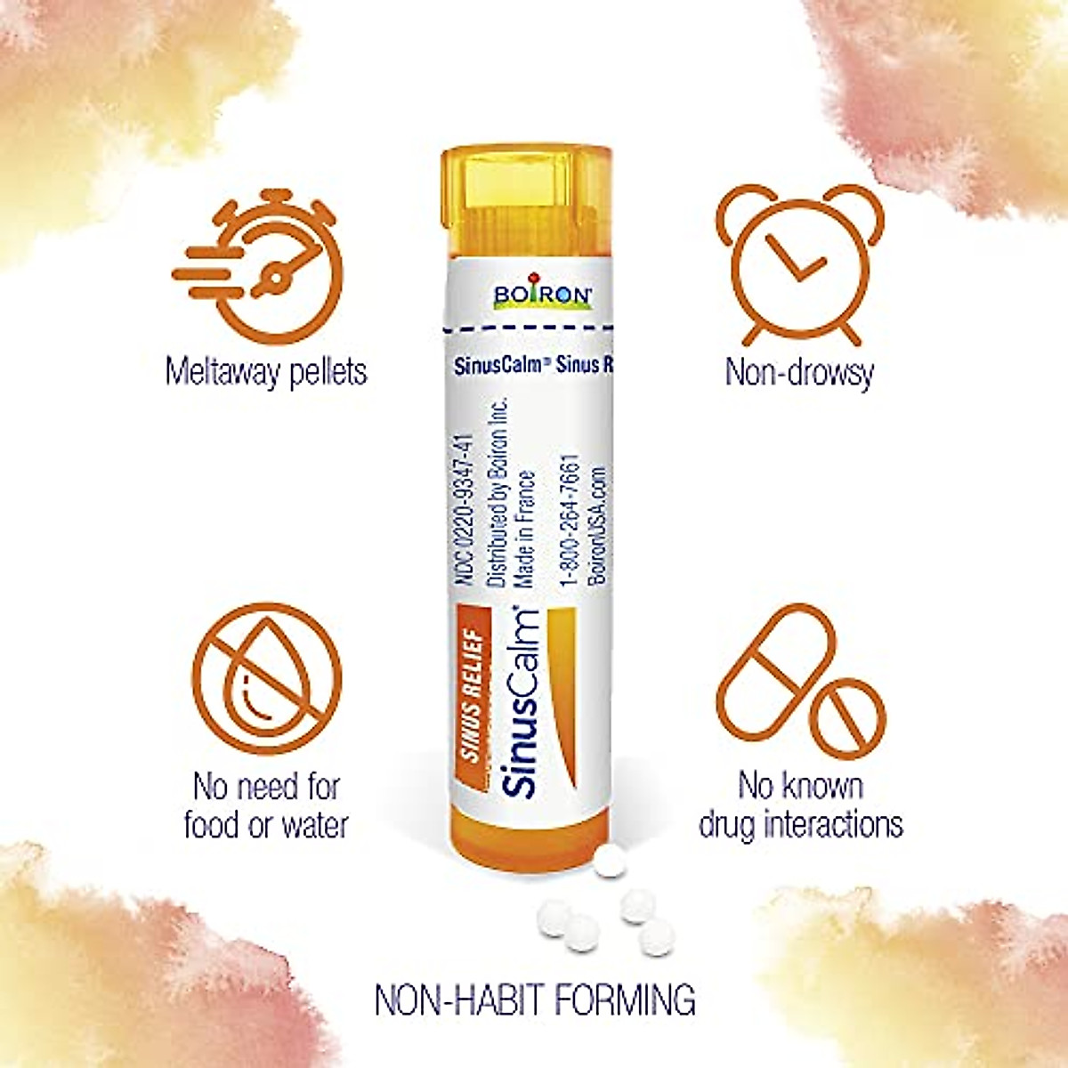 Boiron SinusCalm Pellets for Sinus Pain Relief, Runny Nose, Congestion, Sinus Pressure, Headache - 2 Count (160 pellets)