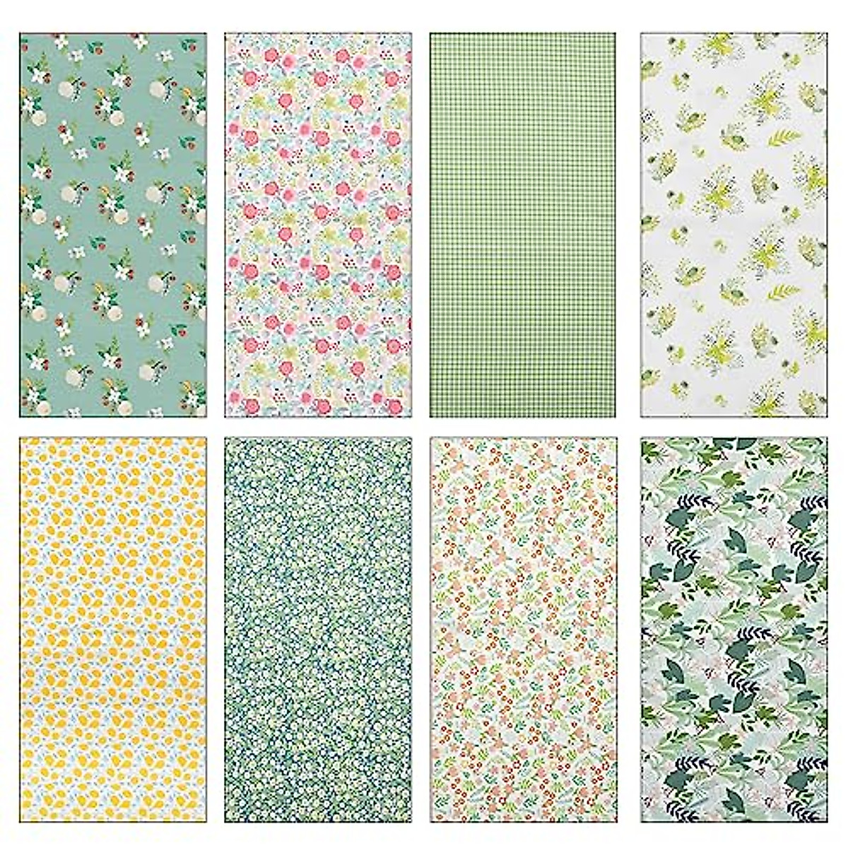 8PCS Cotton Quilting Fabric Bundles 100% Cotton Fat Quarters 20”x20”-Medium Weight- for DIY Crafts,Quilting, Sewing Project, Patchwork (Green)