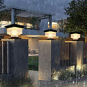 VELLOW Solar Post Lamp, Outdoor Post Lantern with Pier Mount Base, Motion Sensor Solar Lamp Column Lights, Aluminum Waterproof Outdoor SolarStigma Lamps Decorations Landscape Lighting for Patio