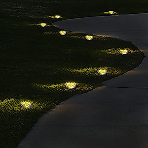 Solar Ground Lights Outdoor 8Pack 8 LED Solar Disk Lights,Solar Disc Lights Outdoor Waterproof,In ground Solar Garden Lights for Pathway Lawn Yard Deck Walkway Driveway(Warm White+Blue light)