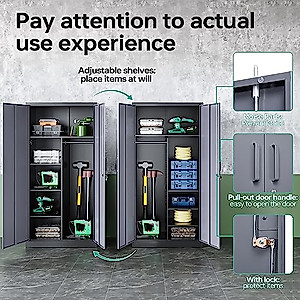 SISESOL Metal Storage Cabinets Locker with Locker Shelf, 72" Armoire Wardrobe Closet with Hanging Rod Storage Locker, Wardrobe Cabinet for Bathroom Storage Cabinet with Doors Lockers for Employees