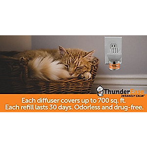 ThunderEase Cat Calming Pheromone Diffuser Refill | Powered by FELIWAY | Reduce Scratching, Urine Spraying, Marking, and Anxiety (60 Day Supply)