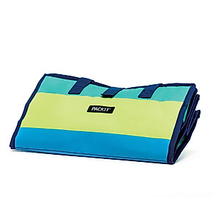 PackIt Freezable Grocery Shopping Bag with Zip Closure, Fresh Stripe