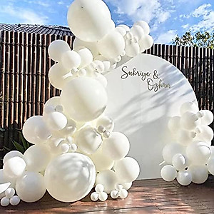 SANERYI White Balloons Garland Arch Kit (Pack of 150) Matte Latex Balloon Different Sizes for Wedding Baby Shower Decorations (18 10 5 Inch)