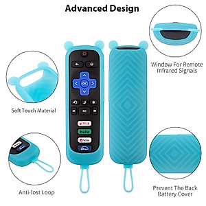 2 Pack Cute Roku Remote Cover - Silicone Protective Case for Roku TV TCL - Anti Slip Remote Sleeve Glow in The Dark (Glow Green + Glow Blue)