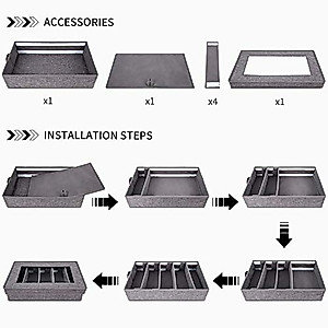 Silverware Storage Box Chest, Flatware Storage Case, Utensil Holder with Removable Lid and Adjustable Dividers for Organizing Utensils, Cutlery, Flatware, Knives, Large Capacity Gray