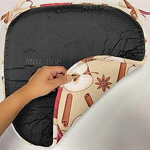 Ambesonne Fruits Chair Seating Cushion Set of 2, Quartered and Halved Apples with Cinnamon Sticks and Star Anise Diet Recipe, Anti-Slip Seat Padding for Kitchen & Patio, 16"x16", Beige Cinnamon Red