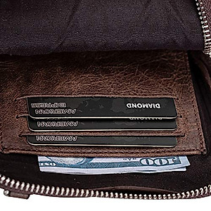 Venito Ferrara Premium Leather Unisex Crossbody Cell Phone Purse Crossover Sling Bag (Coffee Brown)