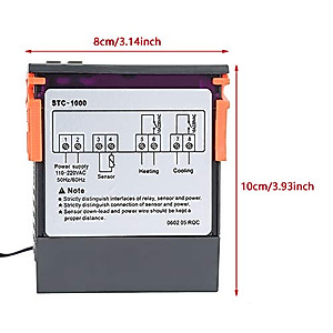 Hilitand STC 1000 Digital Temperature Controller, -50℃-99℃ Alarm Intelligent Thermostat LED with Sensor AC110V-220V