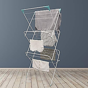 JVL Three-Tier Folding Concertina Laundry Washing Clothes Horse Airer, White,138 x 63