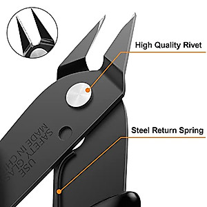 BOENFU Zip Tie Cutters Jewelry Cutting Pliers Flush Cutters Miniature Clippers Hobby Side Snips for Plastic Models, Jewelry Making, Electronics, Black, 5-in, 2-PCS